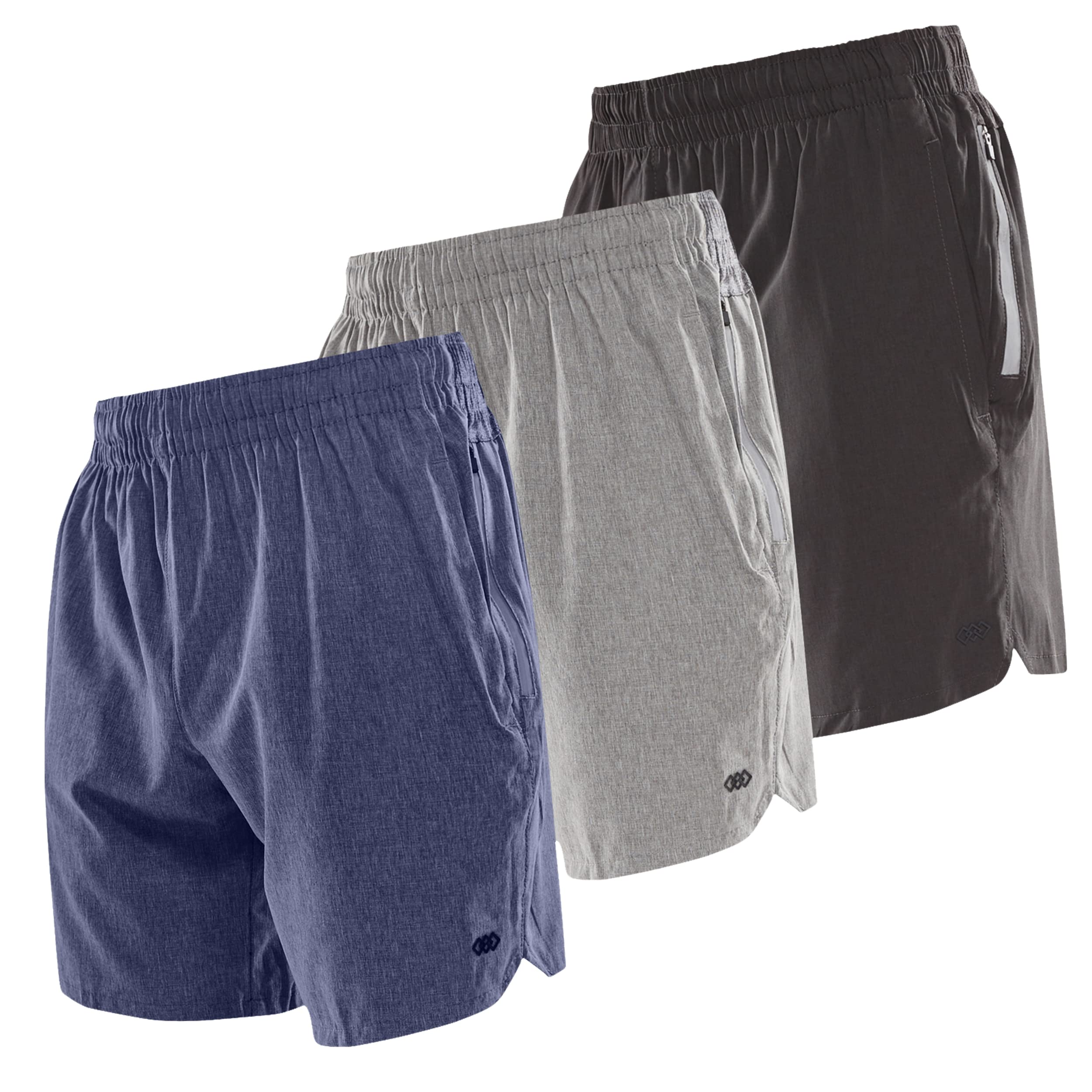 LEG3ND Mens Workout Shorts β 3 Pack Tech Running Quick Dry Gym Shorts with Zip Pockets