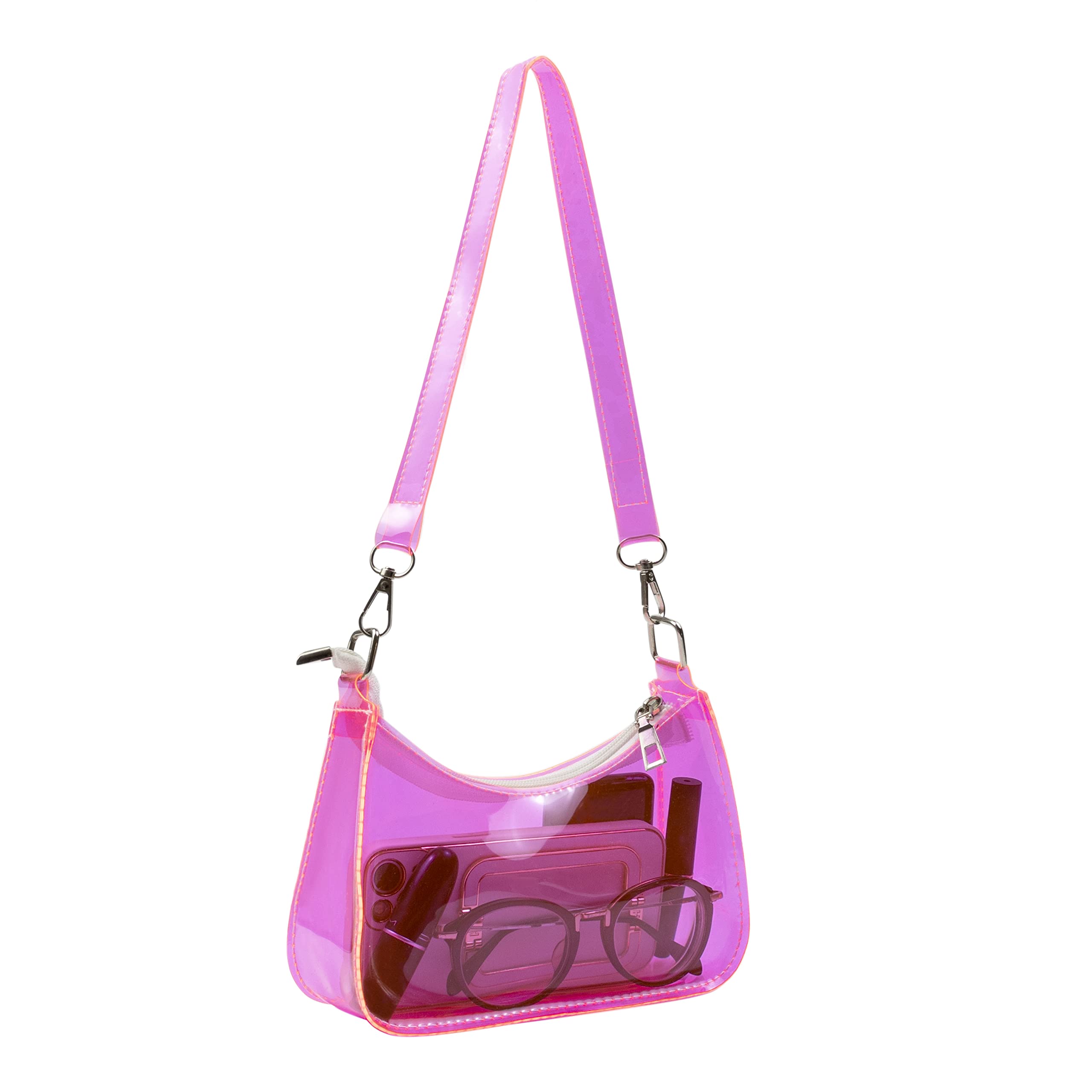 Little Italy Stadium-Approved Clear Purse for Concerts, Clubs, Sporting Events (Pink)