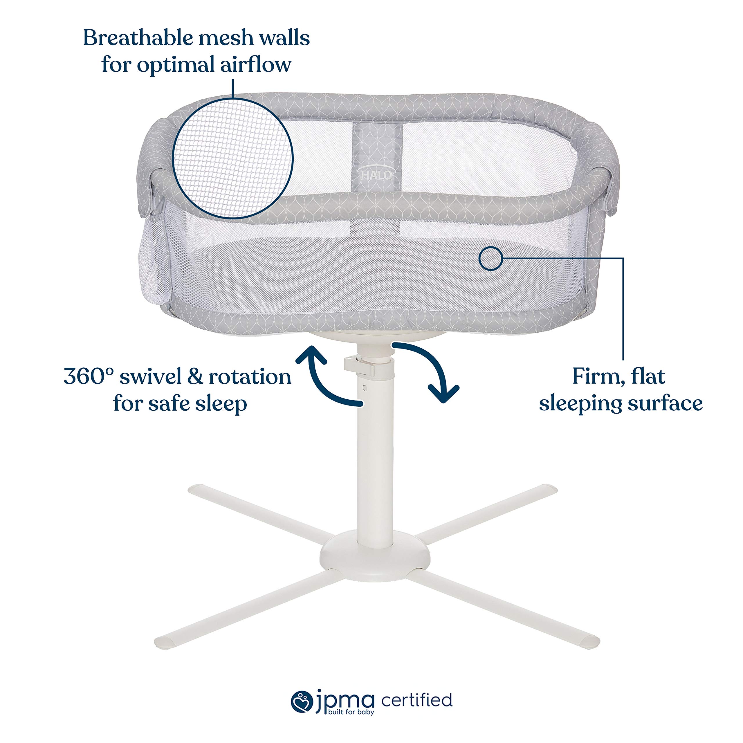 HALO BassiNest Swivel Sleeper, Baby Bassinet, Essentia Series, Morning Mist (Retired)
