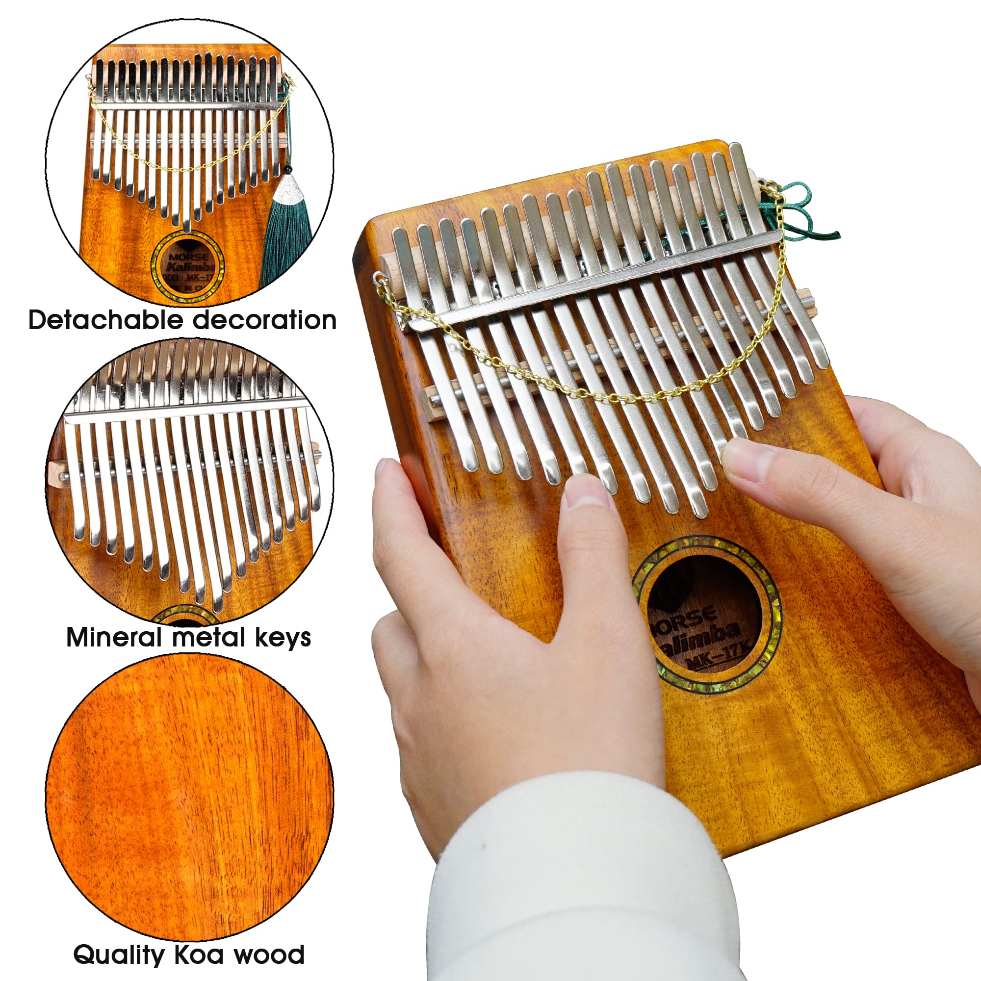 Kalimba 17 keys Thumb Piano with Case,Solid Koa Wood Professional Kalimba Marimba Gift for Kids Adult Beginners Professional