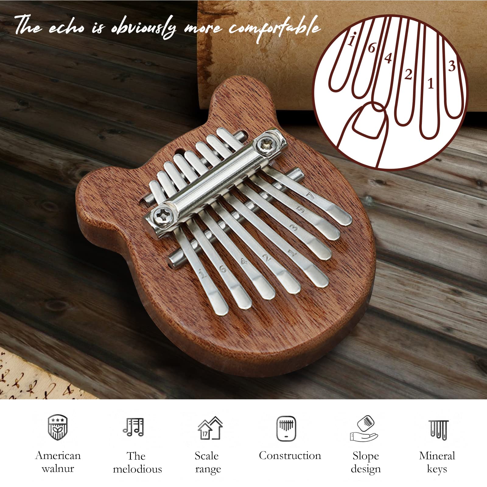 Kalimba Thumb Piano - 8 Keys Tiny piano,Portable Mini Finger Piano with Lanyard, Musical Instruments for Kids and Adults, Perfect Musical Gifts for Beginners