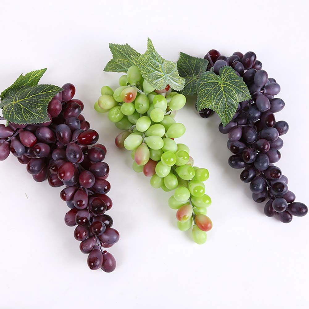 Grey990 1 Bunch Artificial Plastic Fake Grape Lifelike Faux Fruit DIY Home Garden Decoration Prop Purple