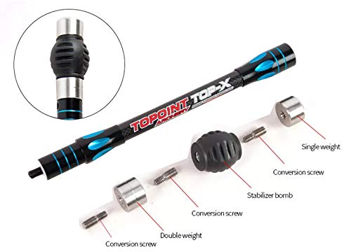 HNZMDY Archery Bow Stabilizer Set 30/10/5 inch Carbon Fiber Bow Stabilzer Shock Absorber Balance Bar Stabilizer System for Recurve Bow and Compound Bow Hunting Shooting (Silver/PR633)