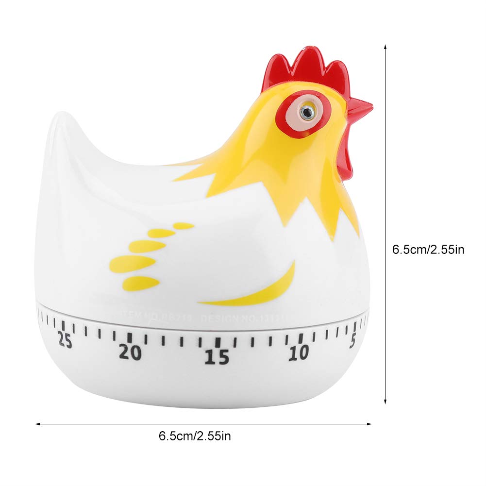 Kitchen Timer Chicken Pattern Countdown Reminder 72dB Loud Alarm Clock for Baking Cooking (White)