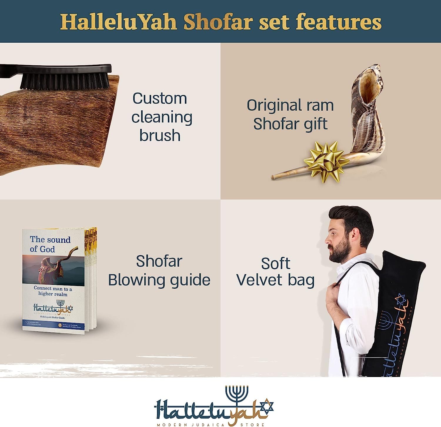 HalleluYAH Yemenite kudu Shofar From Israel Plus Free Bonus Ram Horn