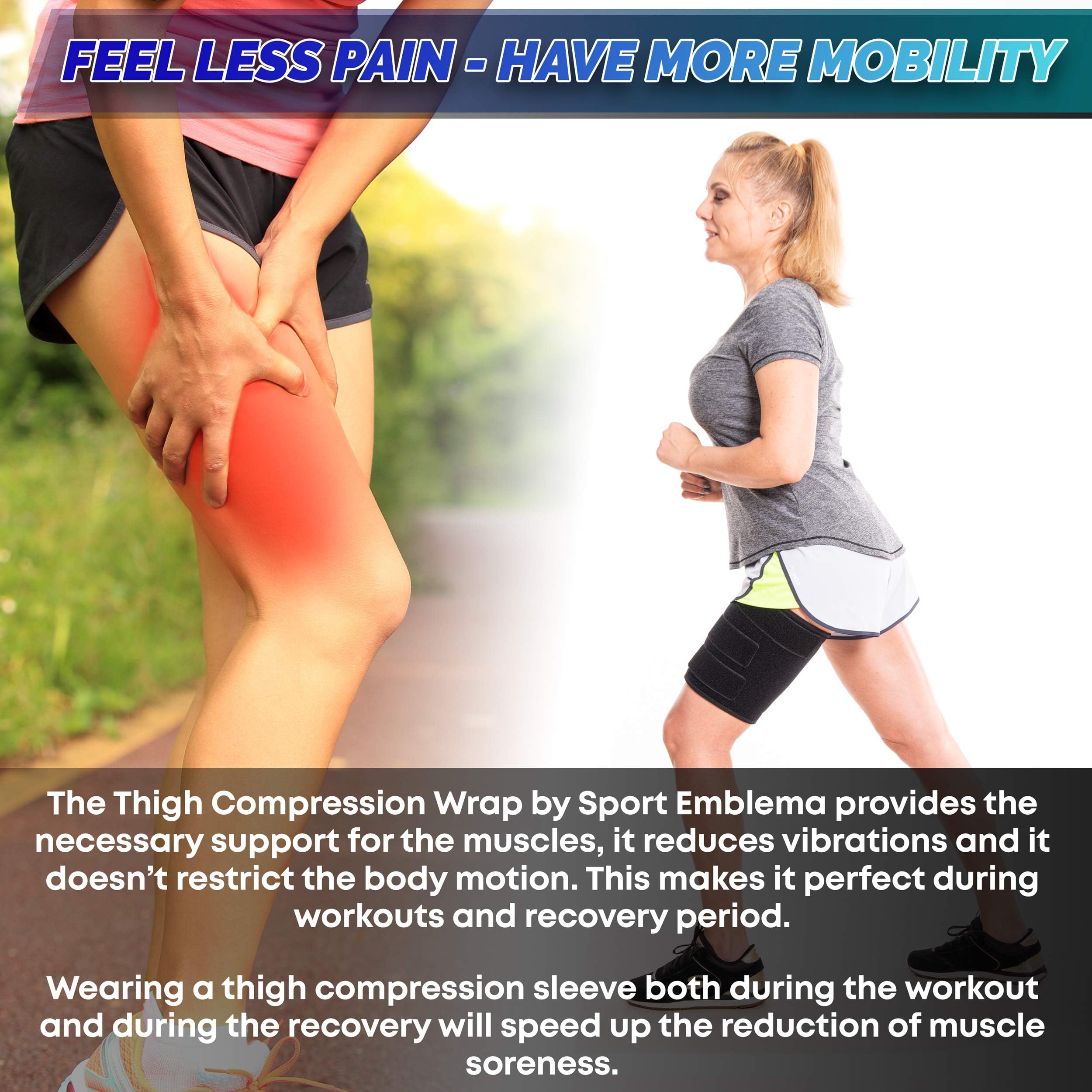 Hamstring Compression Sleeve Recovery Support – Non-Slip Groin Wrap for Adductor Tendonitis, Strain, Stiffness, Inflammation - Thigh Compression Sleeve Men Women – Thigh Braces for Thigh Pain