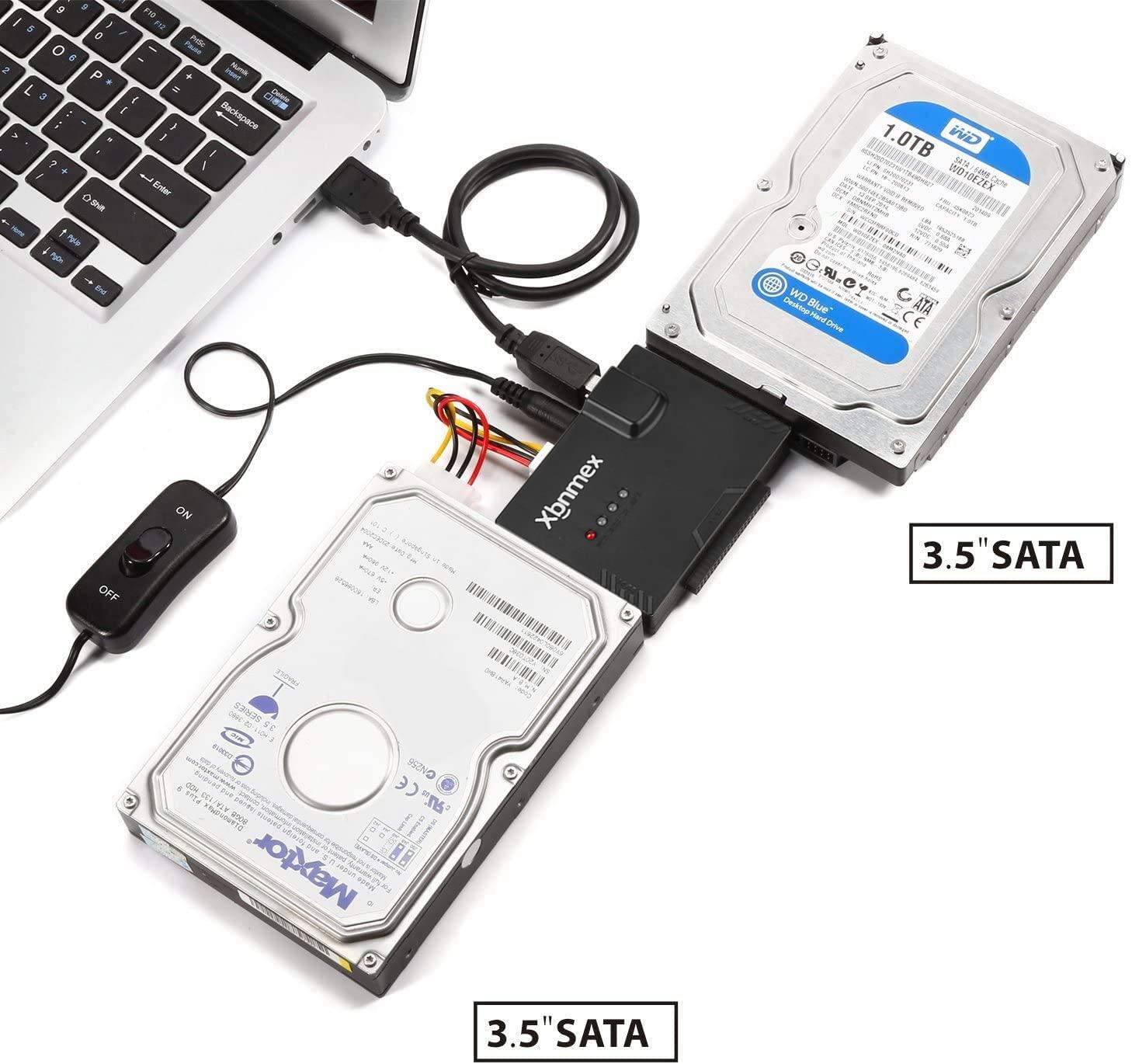Xbnmex IDE SATA to USB 3.0 Cable USB to SATA or IDE Adapter Hard Drive Reader for 2.5"/3.5" Hard Drive Disk HDD with 12V 2A External AC Power Adapter
