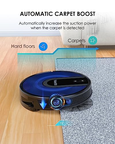 Thamtu G20 Robot Vacuum and Mop Combo, with Self-Emptying Base, Auto Carpet Boost, 3000Pa Suction for Powerful Cleaning, APP and Voice Control, Pet Hair Cleaning, is Ideal for Household Cleaning
