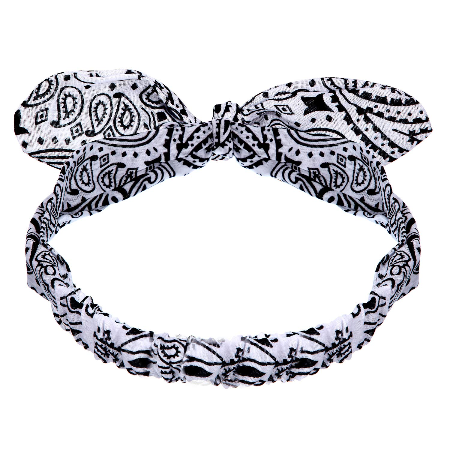 Hicarer 4 Pcs Bandana Headband for Women Knot Retro Print Headbands Paisley Print Headband Red Blue Black White Adjustable Headwrap
