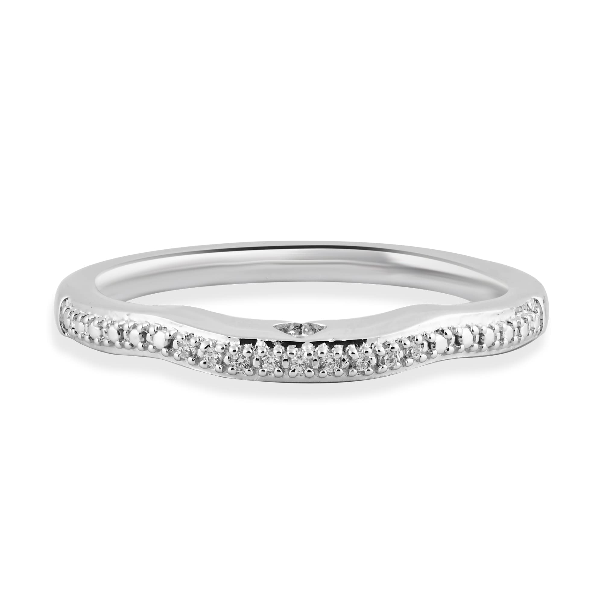 Jewelili Sterling Silver 1/5 Cttw Natural White Round Diamond Heart Bridal Set Engagement Ring, Size 7