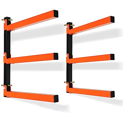 Thanaddo 3-Level Metal Wall Mount Lumber Storage Rack Wood Organizer Rack Lumber Rack Metal Rack Indoor & Outdoor (2PACK)