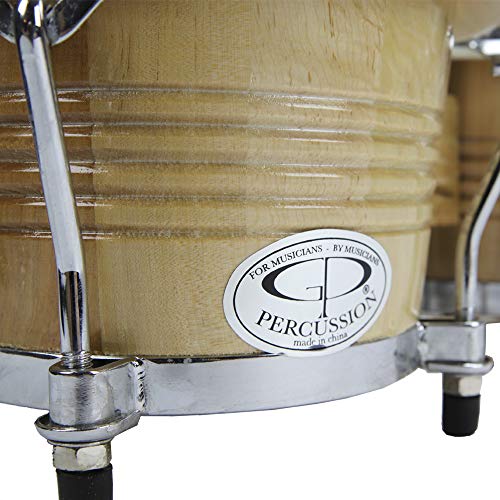 GP Percussion B2 Pro-Series Tunable Bongos 6 & 7 Inch (Clear Finish, Hickory)
