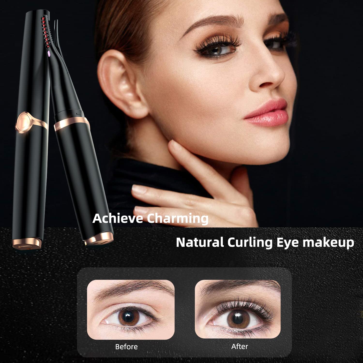 Heated Eyelash Curler with Clip Rechargeable Electric Eyelash Curler with 3 Temperature Setting Suitable for Eyelash Extensions Gift for Women and Girls 1
