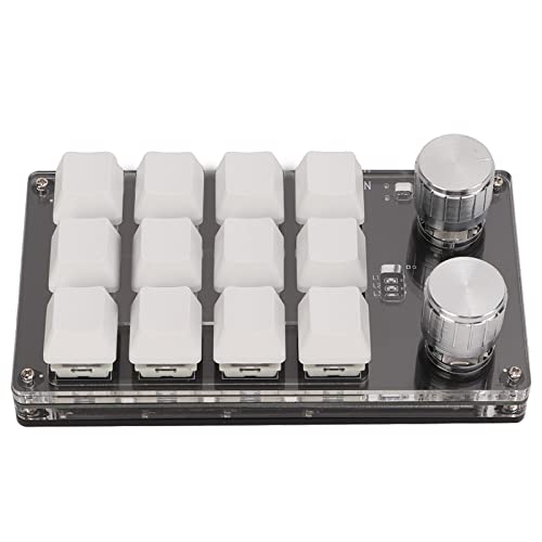 Multifunction Mechanical Keypad USB Bluetooth Dual Mode 12 Keys with Knob DIY Shortcut Gaming Keyboard Green Axis