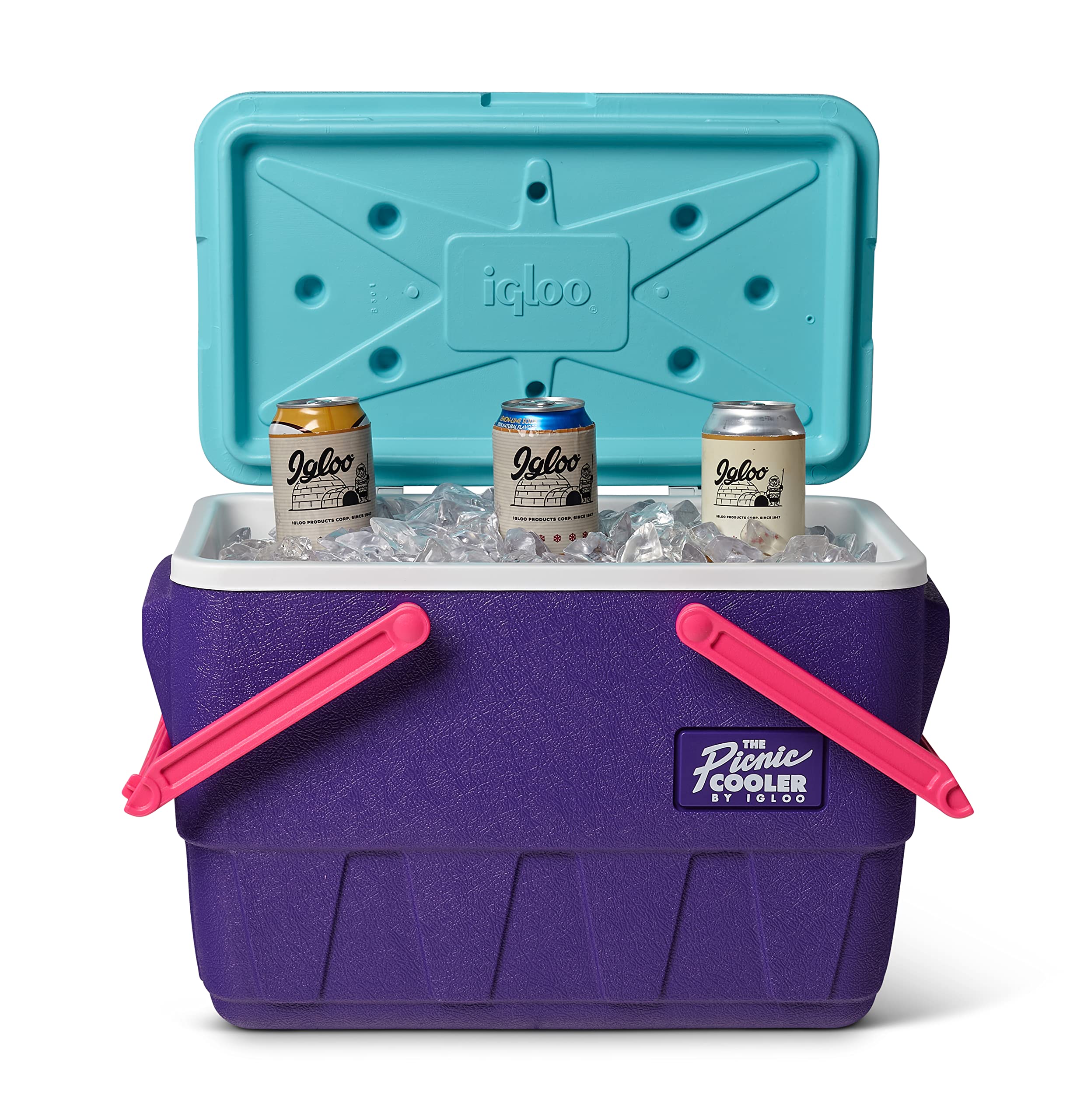 Igloo Special Edition 25 Quart Full Sized Picnic Basket Hard Side Insulated Cooler with Molded in Side Handles