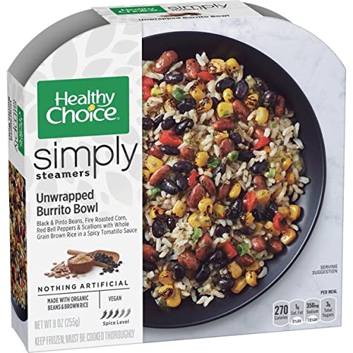 Healthy Choice Simply Organic Vegan Frozen Unwrapped Burrito Bowl - Fire Roasted Corn - Red Bell Peppers - Ready Set Gourmet Donate a Meal Program - 8 Pack (9.25oz Each)