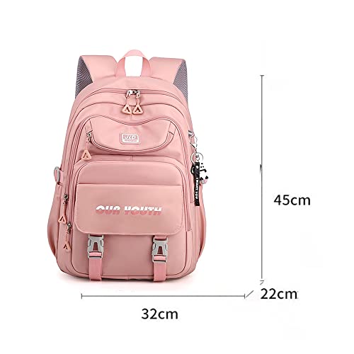 ROER Univeristy Bookbag copmuter Daypack Backpack Outdoor Bag Waterproof Travel Notebook College Backpack for woman (Pink)