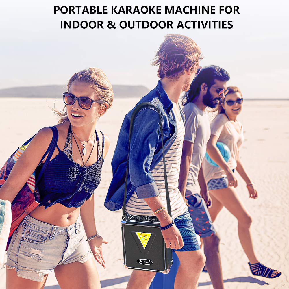 HIKEP Bluetooth Karaoke Machine with Microphone, Portable Wireless PA Speaker with Disco Lights, FM Radio, MP3 Player, Loud Stereo Speaker for Home Outdoor Party Karaoke