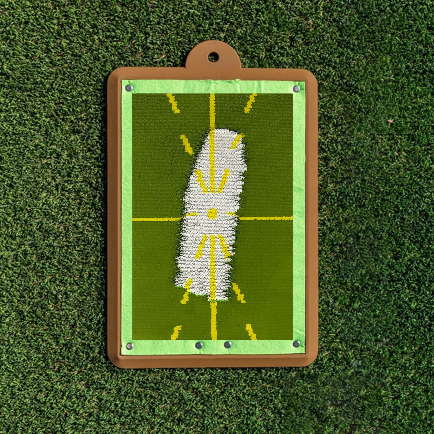 LCCBRO New Golf Training Mat for Swing Detection Batting with Base, Golf Swing Trainer Practice Mat Indoor Outdoor, Golf Swing Aids, 12x16 Inch (Green)