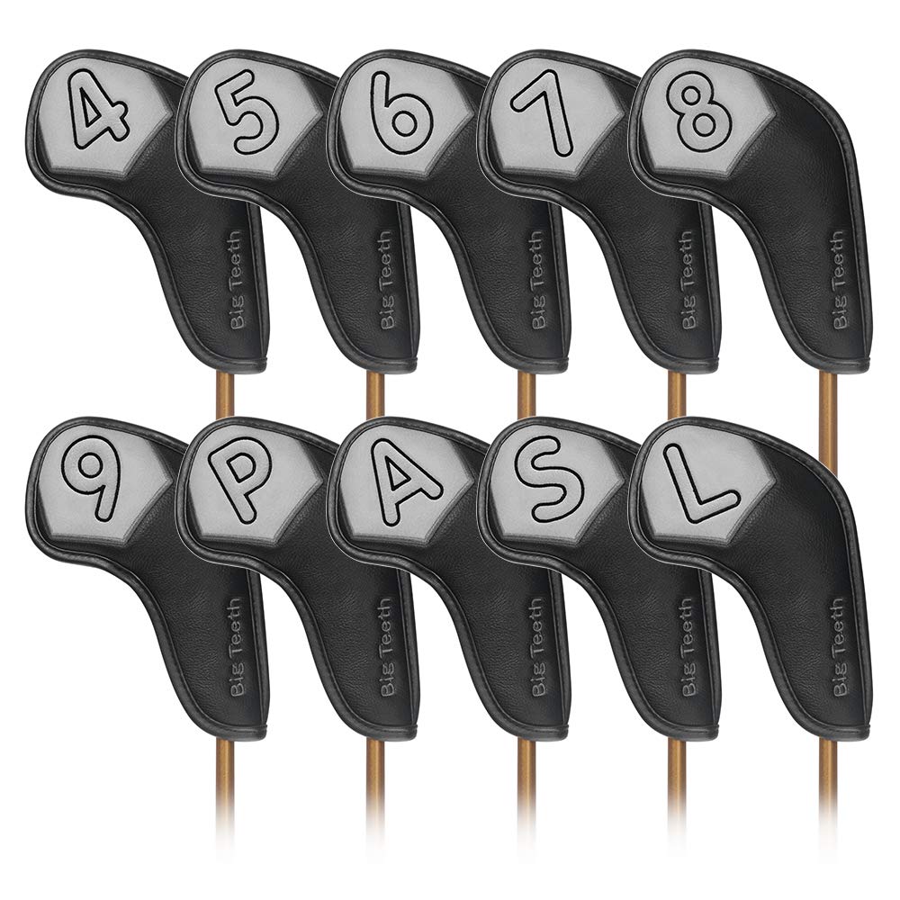 Golf Iron Head Covers 10Pcs Leather Golf Club Protector for Titleist Callaway Ping Taylormade