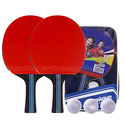 Hewen-Ping Pong Set 3 Star Beginner Table Tennis Racket Pingpong Paddle Ping Pong Bat Set with 2 Rackets, 3 Balls Table Tennis Bat (Size : Long)