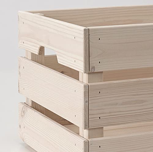 KAO Mart Wooden Crate Large Box for Home or Office Storage Organization (White Stained)
