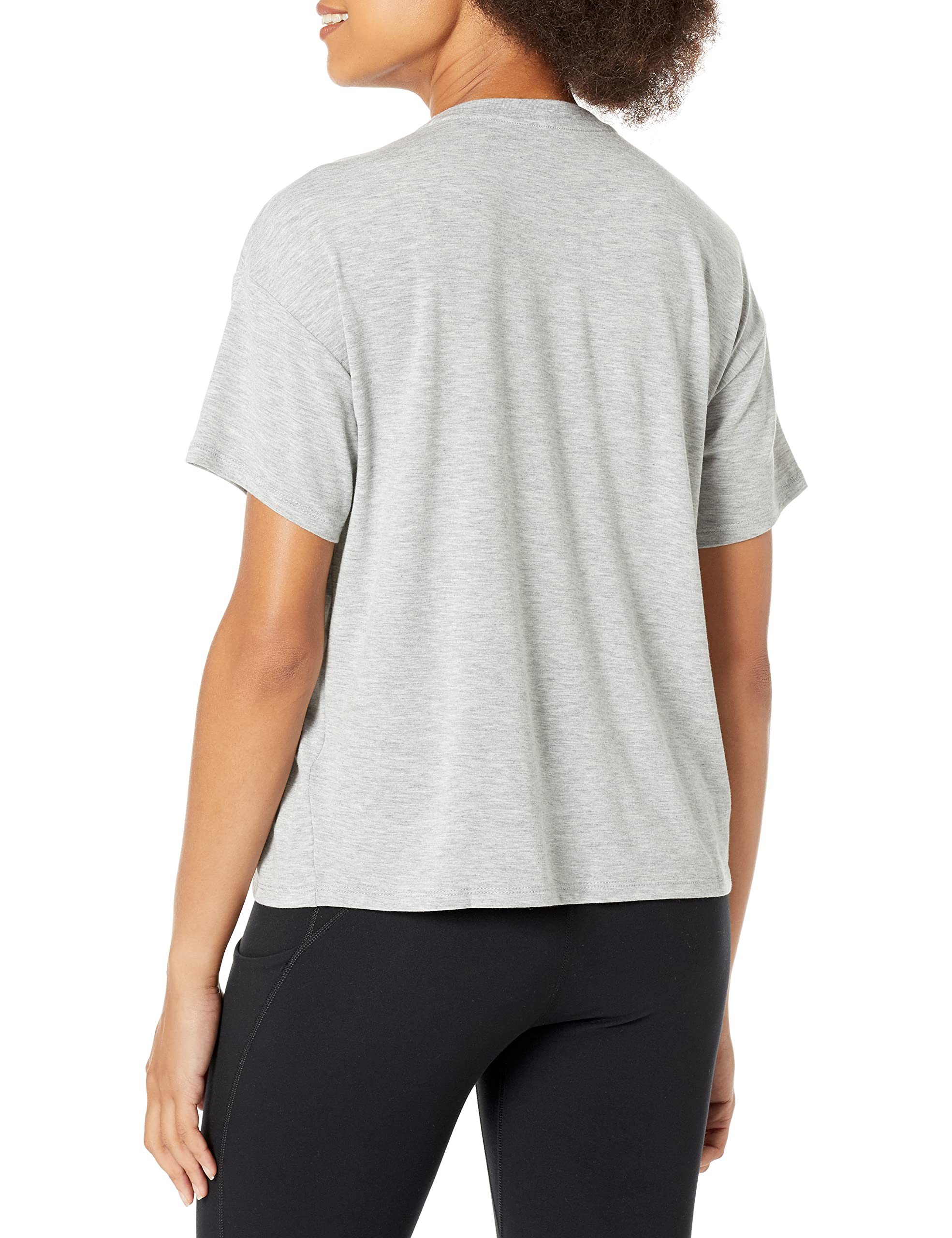 Juicy Couture Women's Varsity Crop Short Sleeve T-Shirt, Light Grey Heather/Knockout, Large
