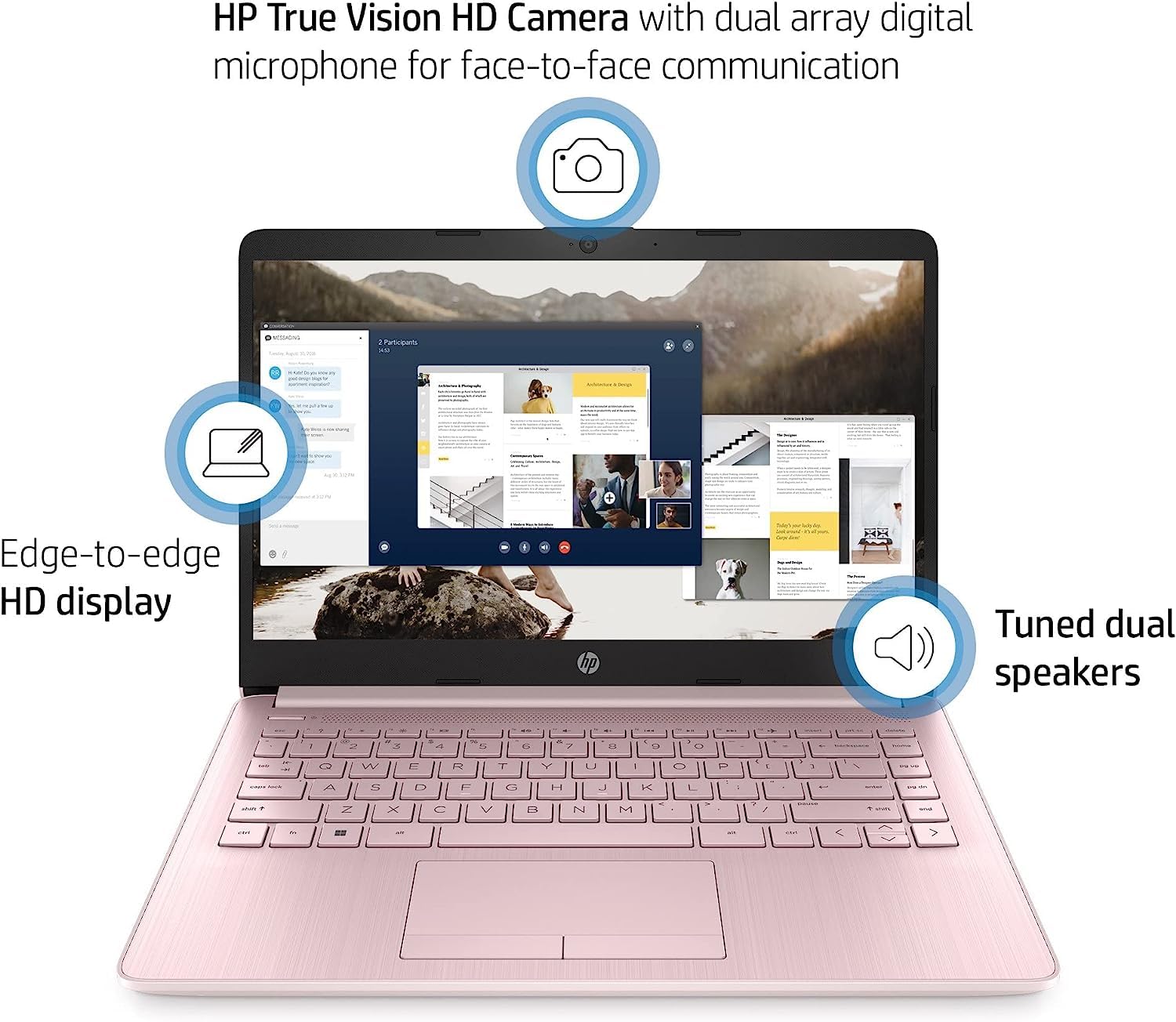 HP 14" HD Laptop Newest Stream, Intel N4000 Series Processor, 4GB DDR4 RAM, 64GB eMMC, WiFi, Bluetooth, HDMI, Webcam, USB Type-A&C, w/GM Accessory, Pink