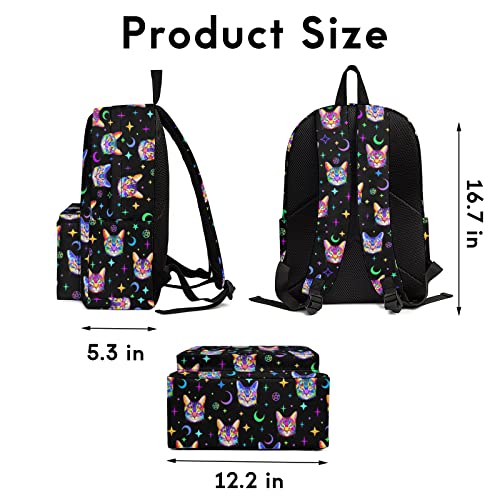 Roftidzo Large Capacity Cat Backpack Bookbag for Boys Girls Teens, Lightweight Laptop Backpack Travel Rucksack Casual Daypack