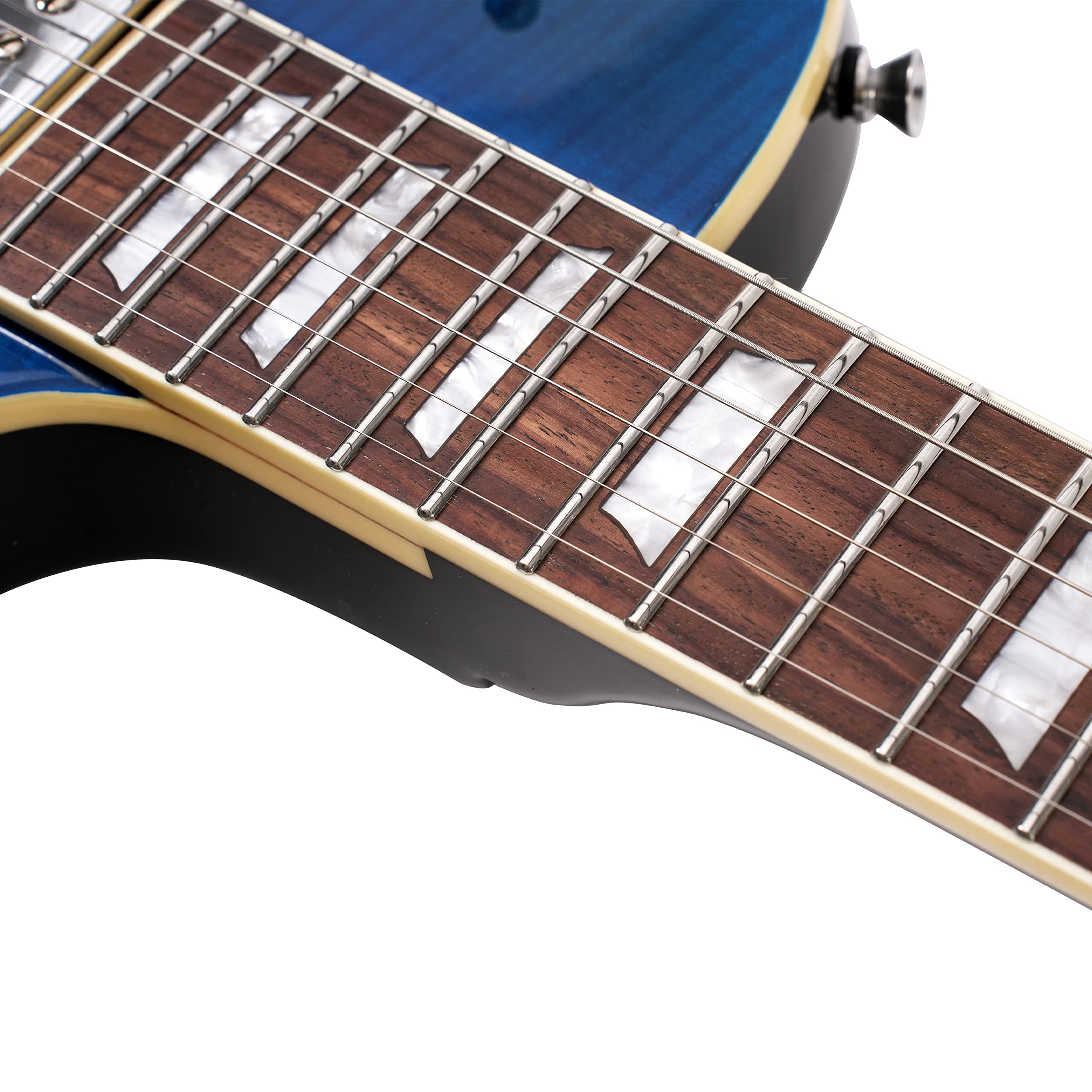 Latitude NW-1915 Les Paul Electric Guitar 6 String Single Cut with Dual Humbuckers Solid Body LP Style Guitar (Blue)