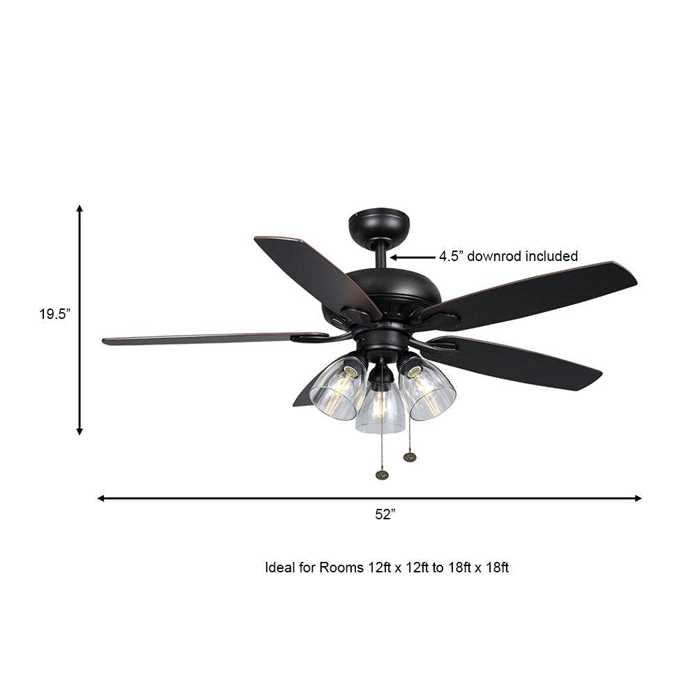 Hampton Bay Rockport 52 in. Led Matte Black Ceiling Fan