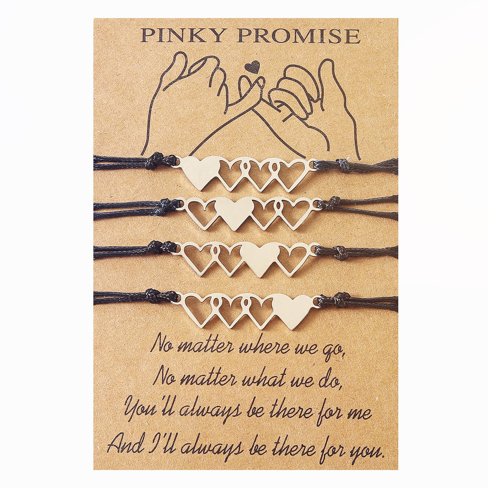 Handmade Pinky Promise Bracelets, Mother Daughter Bracelets String Bracelet Wrap for Friendship Sister Couples Bracelet Inspirational Jewelry Daughter Gifts from Mom