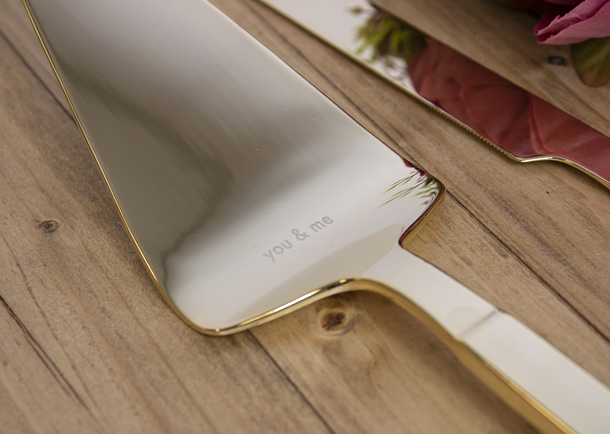 Kate Spade Bridal With Love Gold Personalized Cake Wedding Cake Cutting Set, Custom Engraved Wedding Cake Knife and Server Set, Accessories and Gifts for Bride and Groom