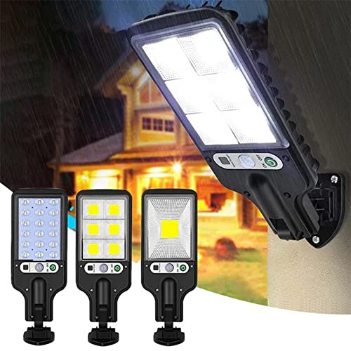 Qiopertar Solar Street Light, IP65 Waterproof Outdoor Solar Powered Street Lights Dusk to Da-wn with Motion Sensor LED Security Flo-od Light for Drive-Way Parking Lot (B)