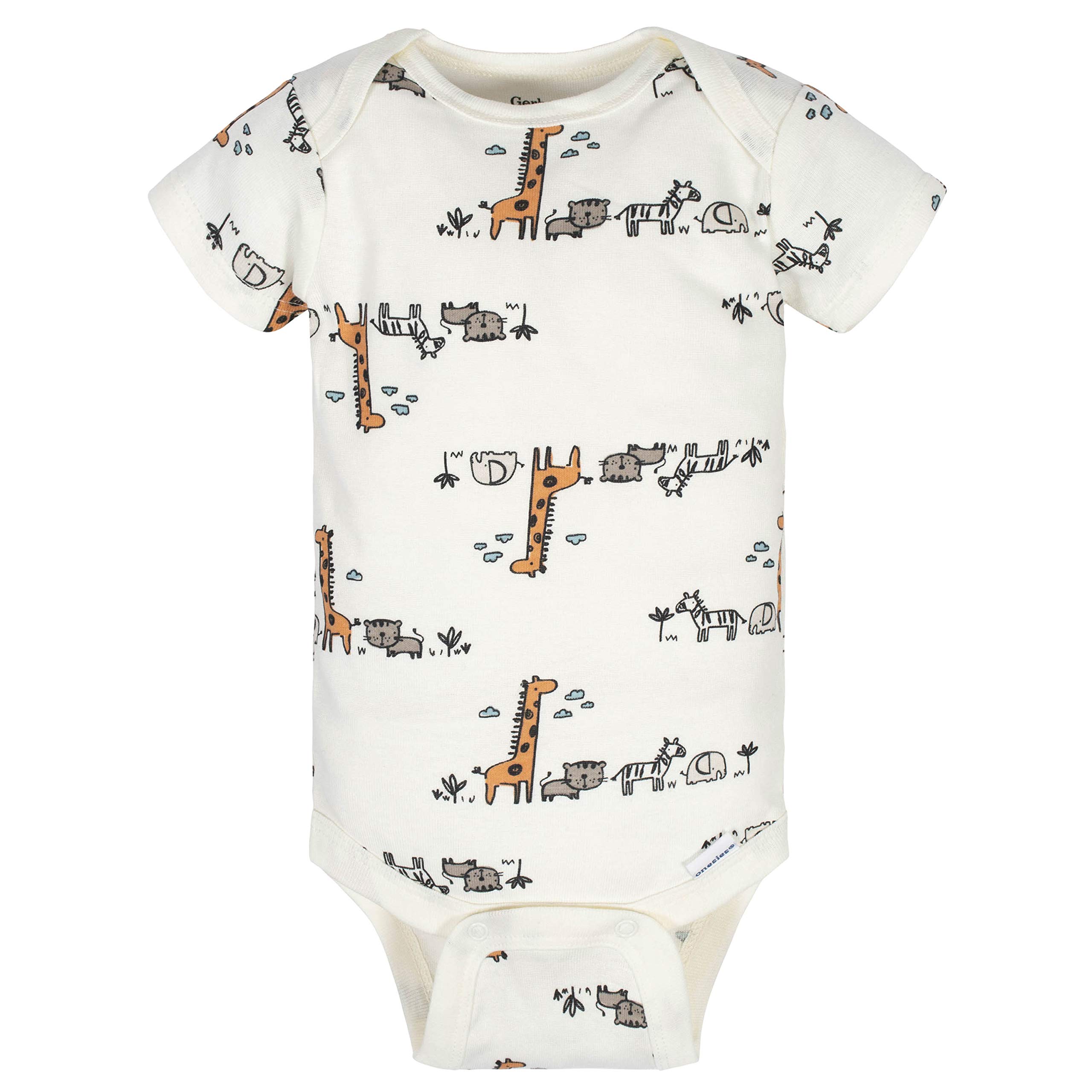 Gerber Baby Boy's 8-Pack Short Sleeve Onesies Bodysuits, Jungle Blue, 3-6 Months