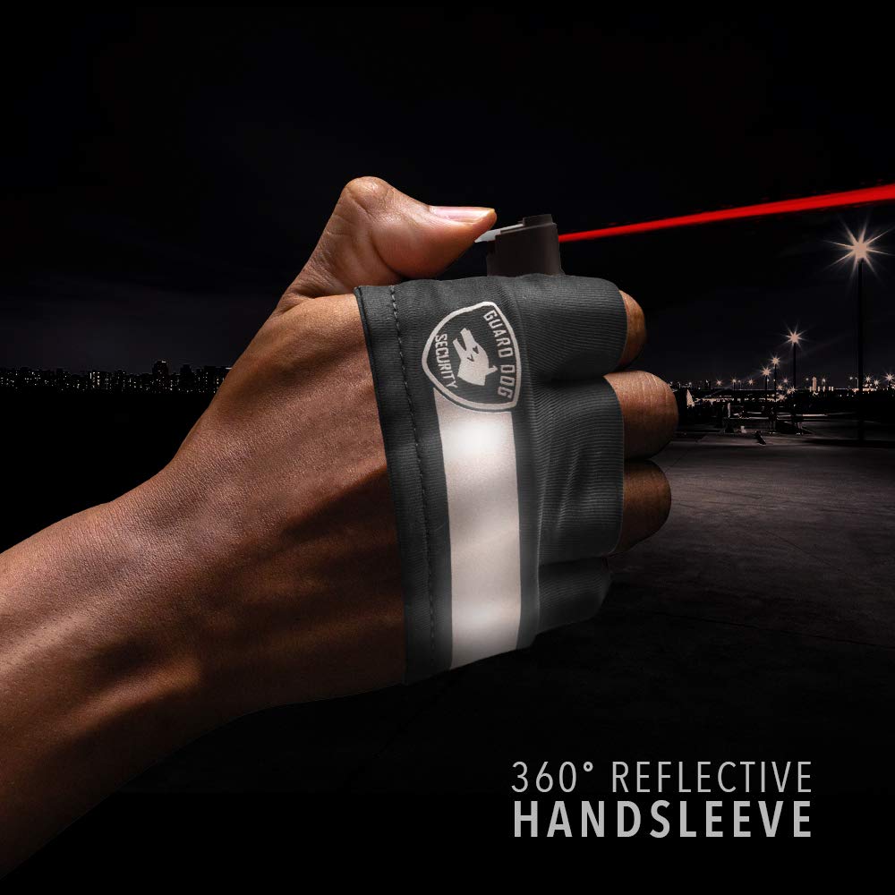 GUARD DOG SECURITY Instafire Reflect Pepper Spray for Runners and Bikers – Bright Reflective Hand Sleeve to Maximize Visibility – 16 feet Range protection (Black)