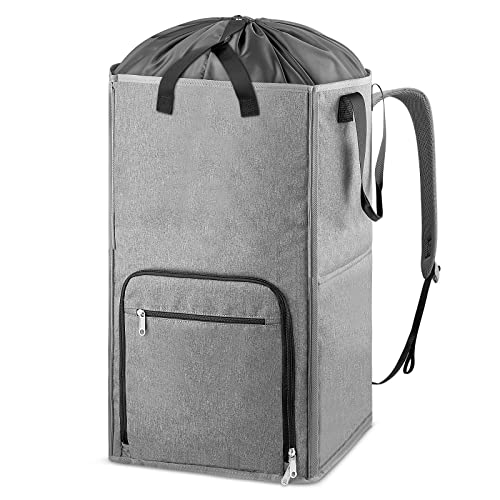 Laundry Backpack Bag, Bukere Extra Large 2 in 1 Laundry Hamper for College Students Dorm Essentials, Adjustable Shoulder Straps, Freestanding Heavy Duty Laundry Bag for Apartment, Laundromat, Travel