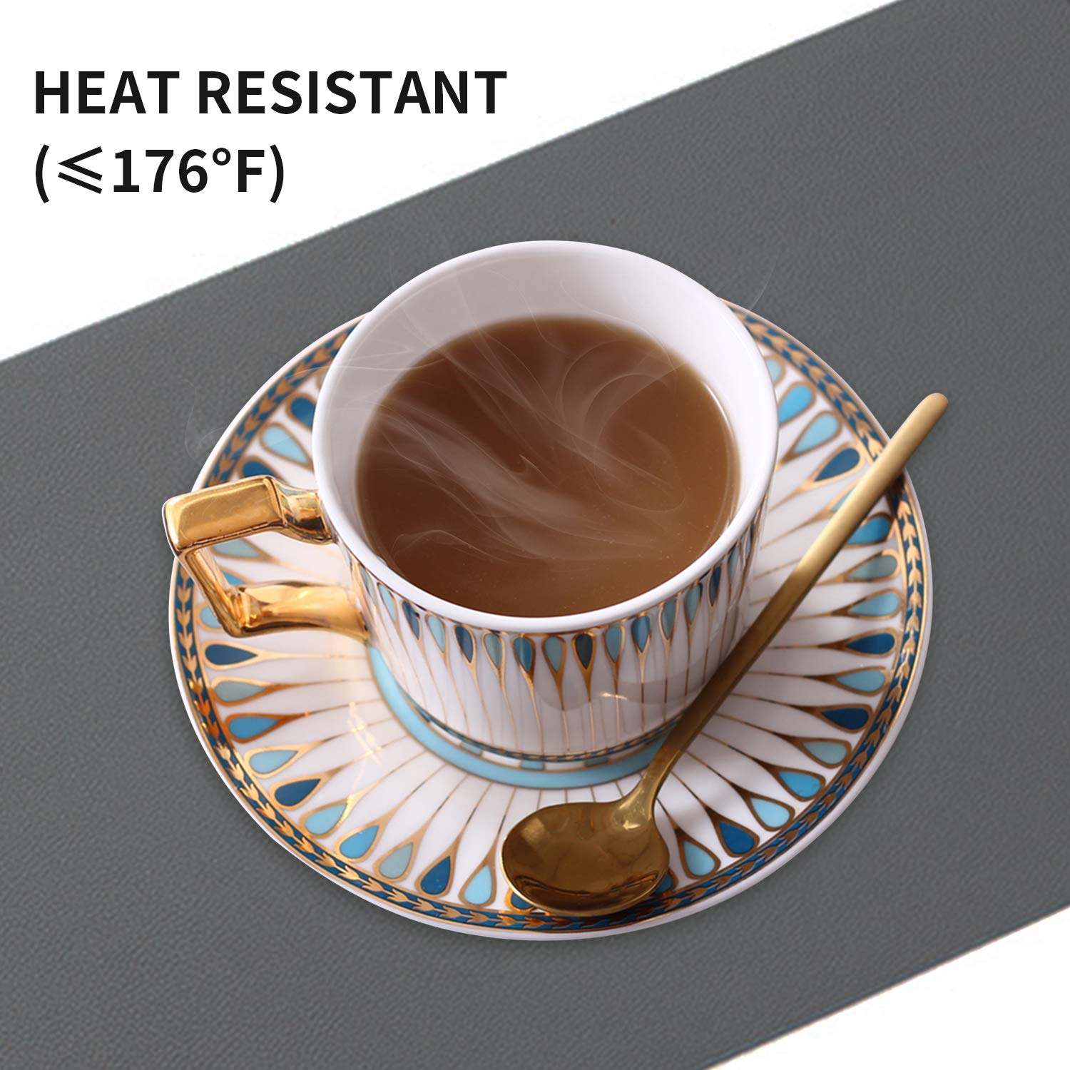 GSKS Placemats for Dining Table Set of 6 Washable Heat Resistant Anti-Skid PU Leather Table Mats