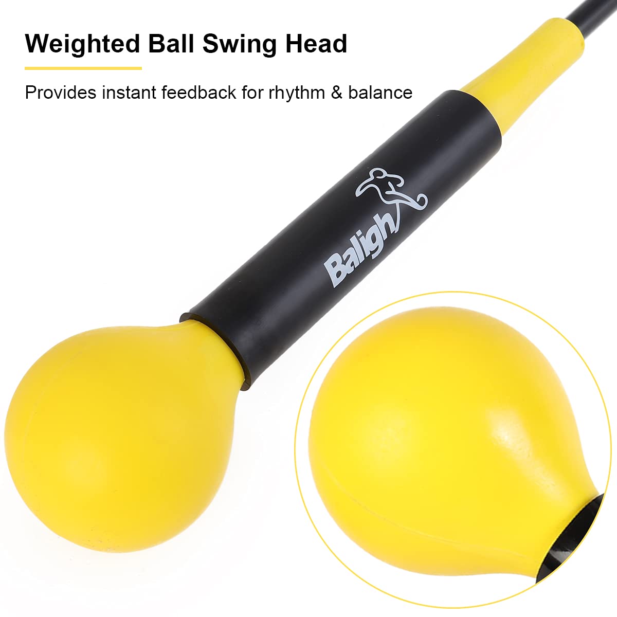 Golf Swing Trainer Warm-Up Stick Tempo Trainer Best Training Aid for Fexibility and Strength, Yellow, 40 Inches