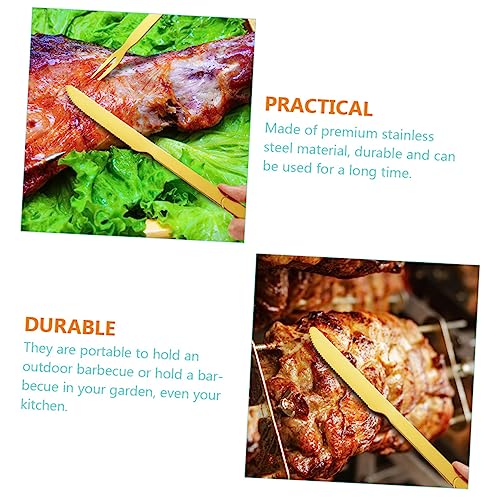 Happyyami 5 Sets Barbecue and Fork Carving Barbecue Fork Brisket BBQ Fork Kitchen Fork Utensil Meat Fork BBQ Tool Long Handle Stainless Steel Food