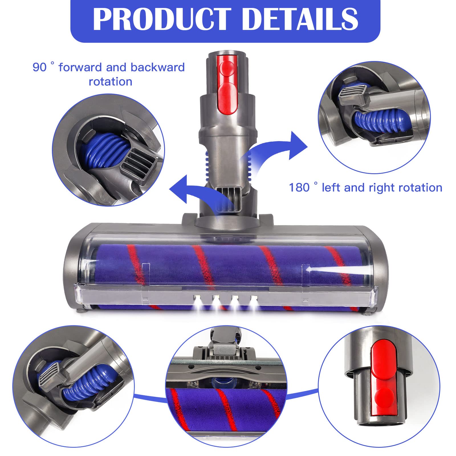 GTHUNDER Stick Vacuum Replacement Roller Compatible with Dyson Cordless Replacement Head V7 V8 V10 V11 V15 Stick Replacement Head Hardwood Floors