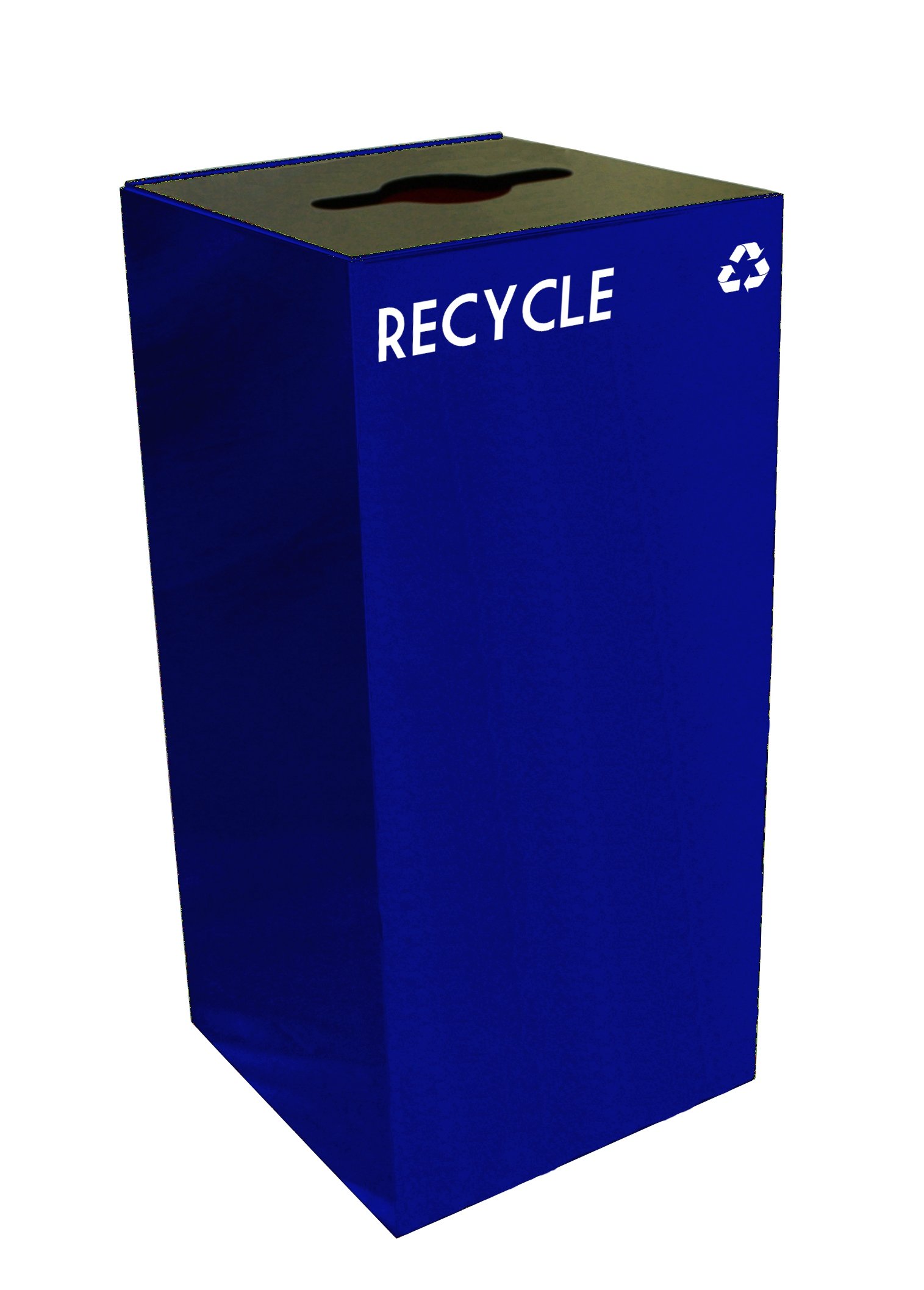 Witt Industries 32GC04-BL GeoCube Recycling Receptacle with Combination Slot/Round Opening, Steel, 32 gal, Blue