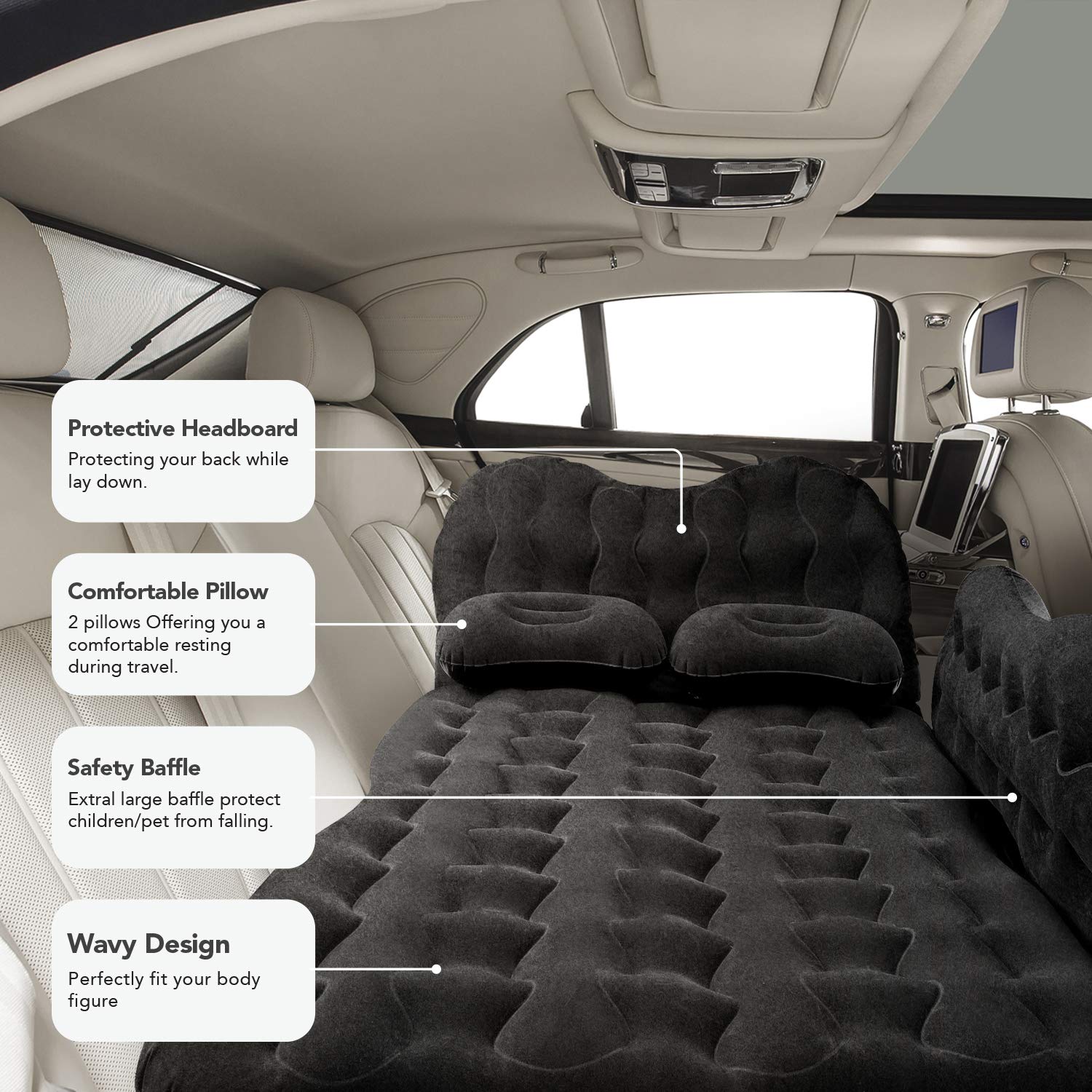 HOUSE DAY Single Foldable Air Mattress, 1000lb Super Bearing Capacity, Compatible with SUV, RV, Truck, Sleeping Pad, Bed, 3-Year Warranty
