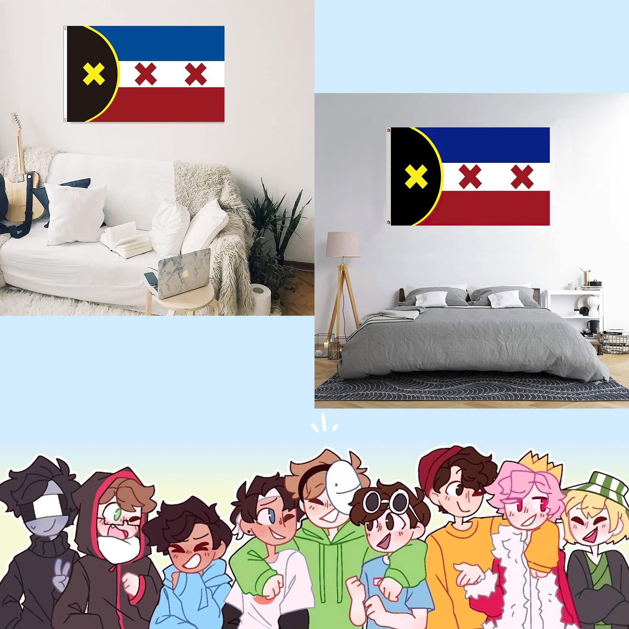 GTOTd Countries Flag 3x5 FT(with Game Vinyl Stickers 100pcs)Dream Game Gifts Merch Party Supplies for Room Decor Small Countries Double Stitched Polyester Flag with Black Head and 2 Gronments