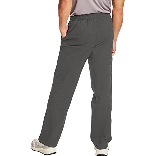Hanes Essentials Sweatpants, Men’s Cotton Jersey Pants with Pockets, 33”, Charcoal Heather, Medium