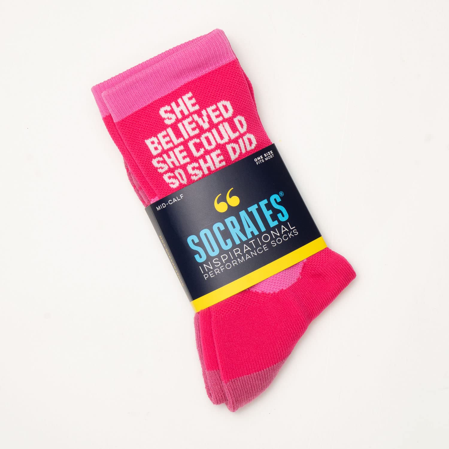 Gone For a Run Inspirational Athletic Running Socks | Mid-Calf | She Believed She Could | Pink