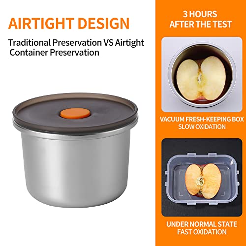 Stainless Steel Metal Food Storage Containers with Lids 440 * 3 Food Preservation Lunch Box Containers Leak-proof Light Easy Set with Air Vent Snack Boxes for People, Kitchen Storageā¦
