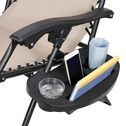 ZENY Zero Gravity Lounge Chairs Set of 2 Adjustable Folding Recliners with Cup Holders and Headrest for Patio, Pool Deck Beach Yard