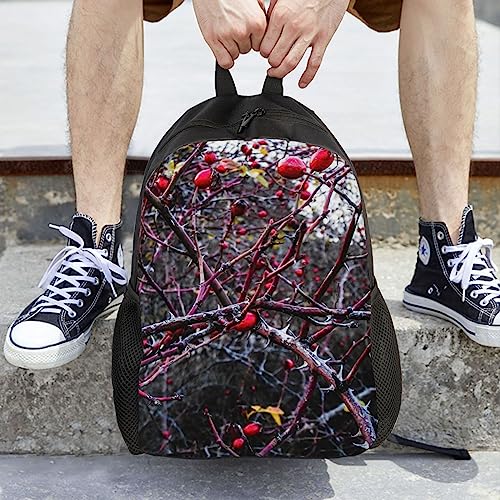 QQLADY Rose Hip Plant Berries Travel Backpack for Women Men Carry On Backpack Waterproof 15.6inch Laptop Backpack Hiking Casual Bag Backpack