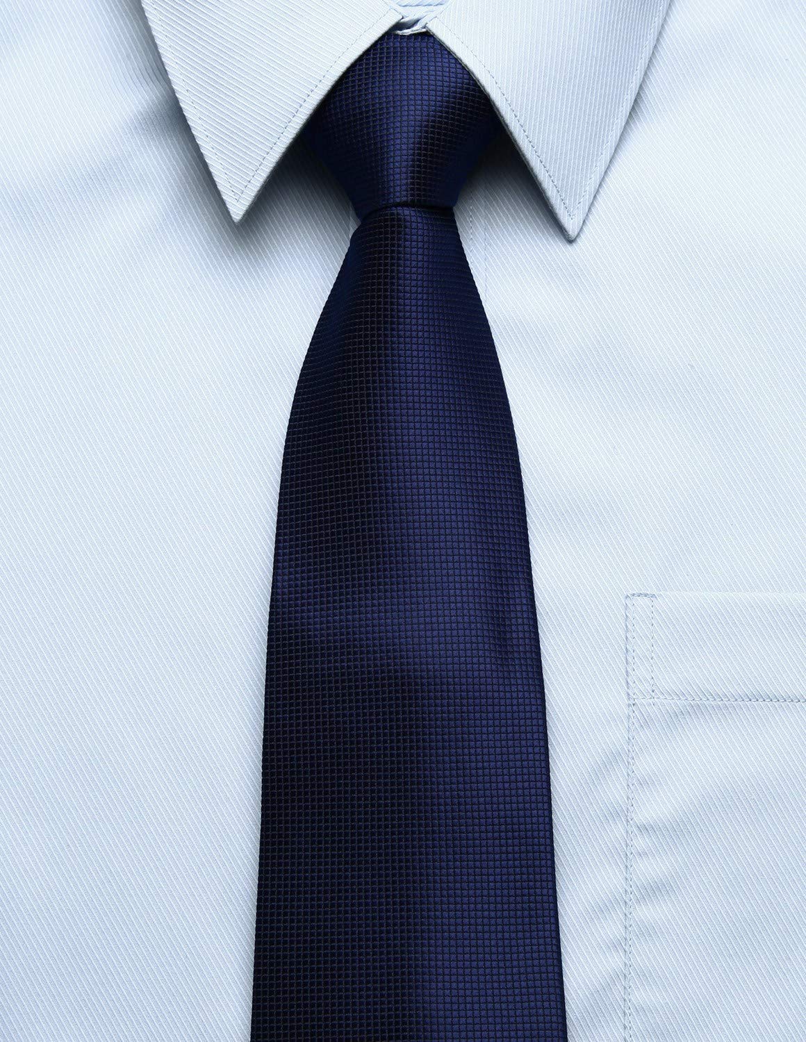 HISDERN Ties for Men Navy Blue Tie Formal Business Plaid Navy Necktie Gingham Silk Woven Classic Checked Tie Tuxedo Wedding